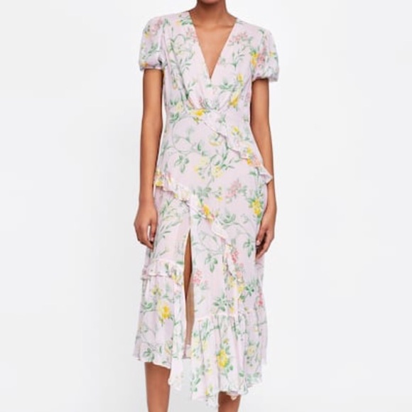 Zara | Dresses | Ruffled Floral Print Dress | Poshmark